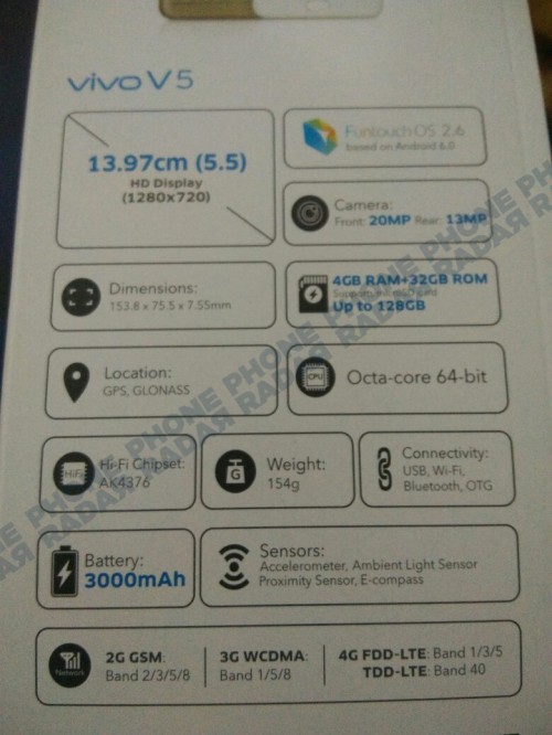 主打柔光自拍：Vivo V5 與 V5 Plus 外形與配置全曝光；配置 4GB RAM 與 2000 萬像素前置鏡頭！ - VTECH